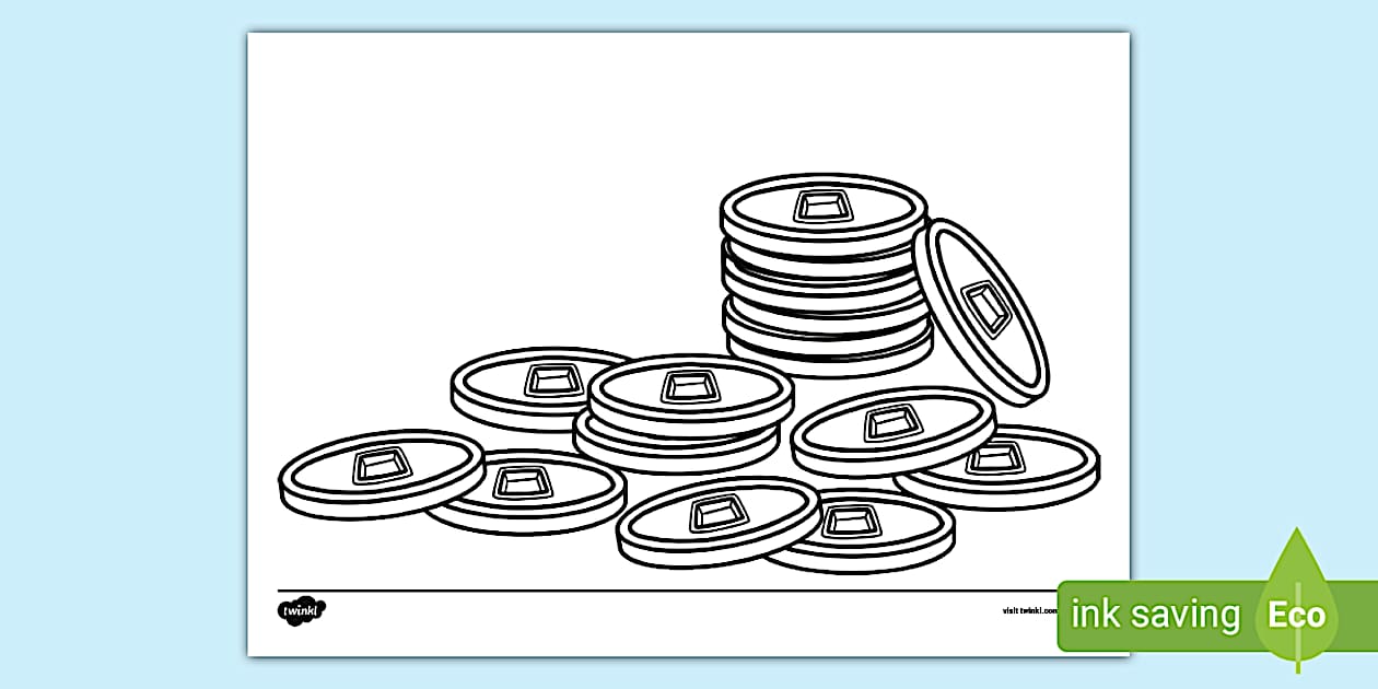 Chinese Lunar New Year Coins Colouring Page - Twinkl