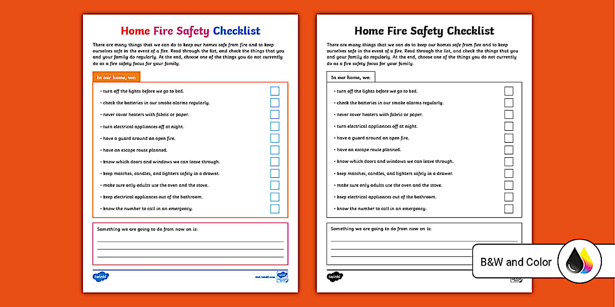 Home Fire Safety Checklist - Twinkl