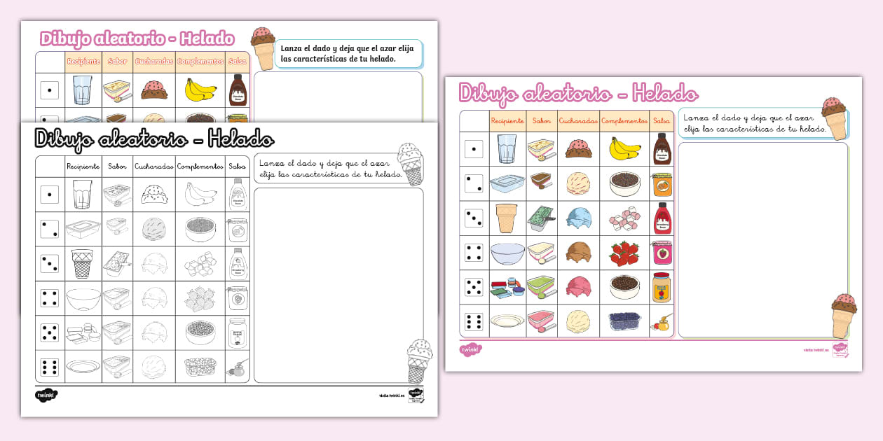 Ficha de actividad: Dibujo aleatorio - Helado - Twinkl