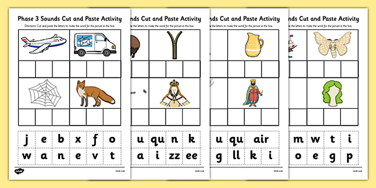 Cursive Phase 3 Sounds Cut and Paste Activity (teacher made)