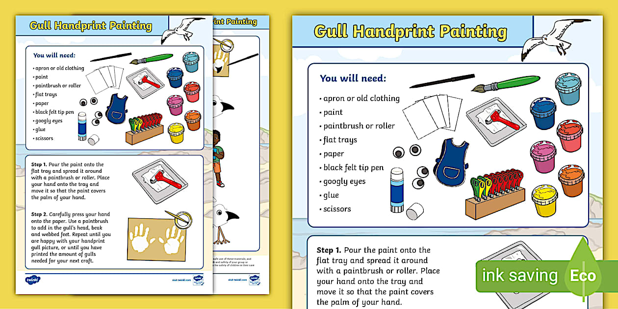 Seagull Handprint Painting Craft Activity (teacher made)