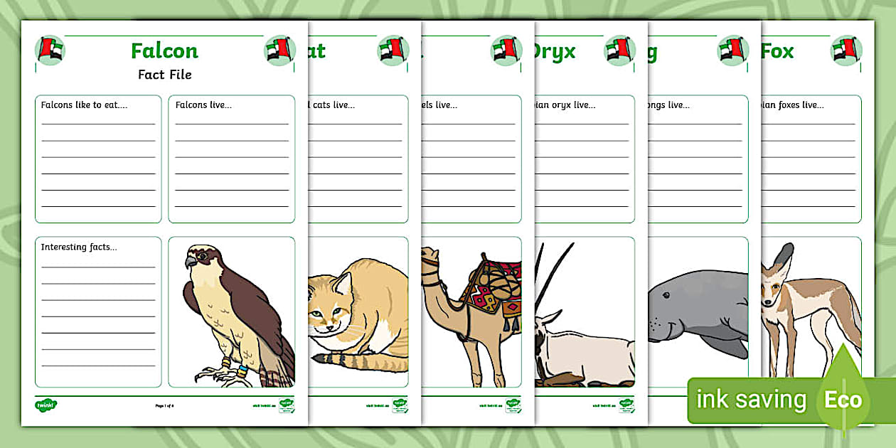 UAE Animals Fact File Activity (Teacher-Made) - Twinkl