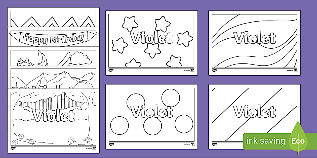 Violet Name Simple Colouring Activity Sheet