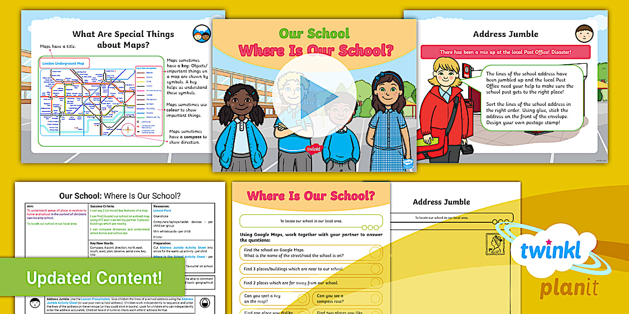 Geography: Our School: Where is Our School? Year 1 Lesson Pack 3