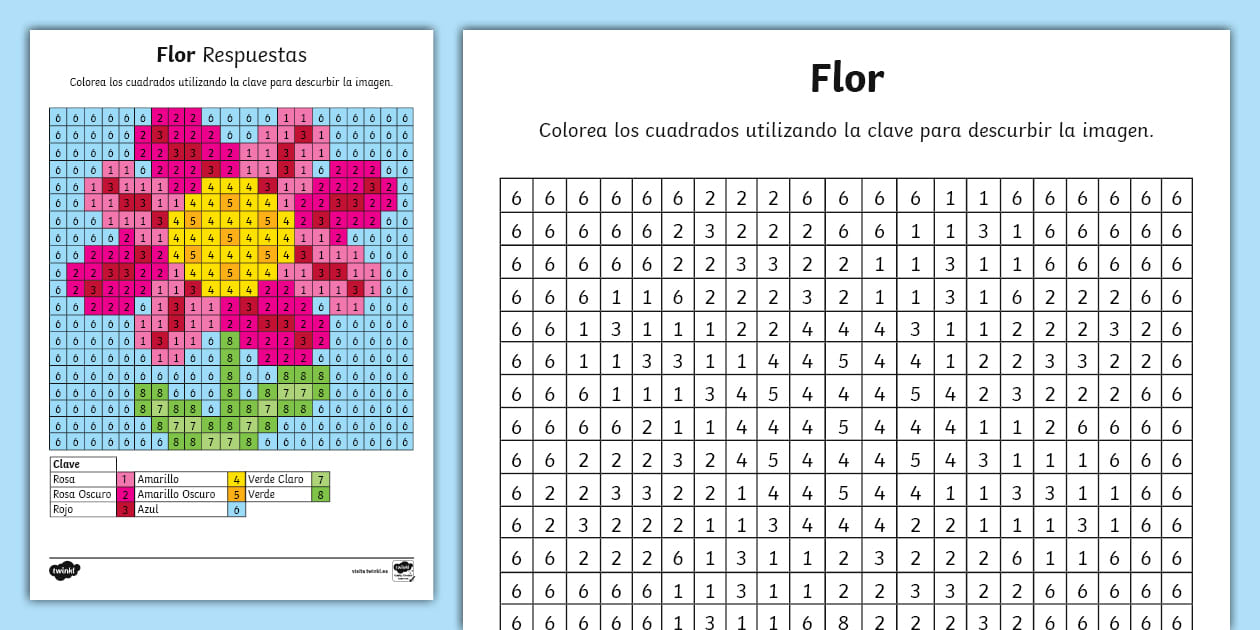 Ficha de actividad: Colorear píxeles - Flor