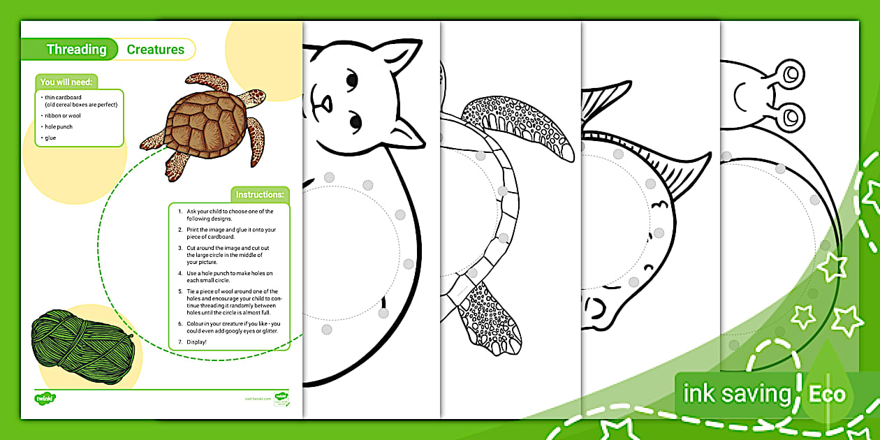 Threading - Creatures (Teacher-Made) - Twinkl