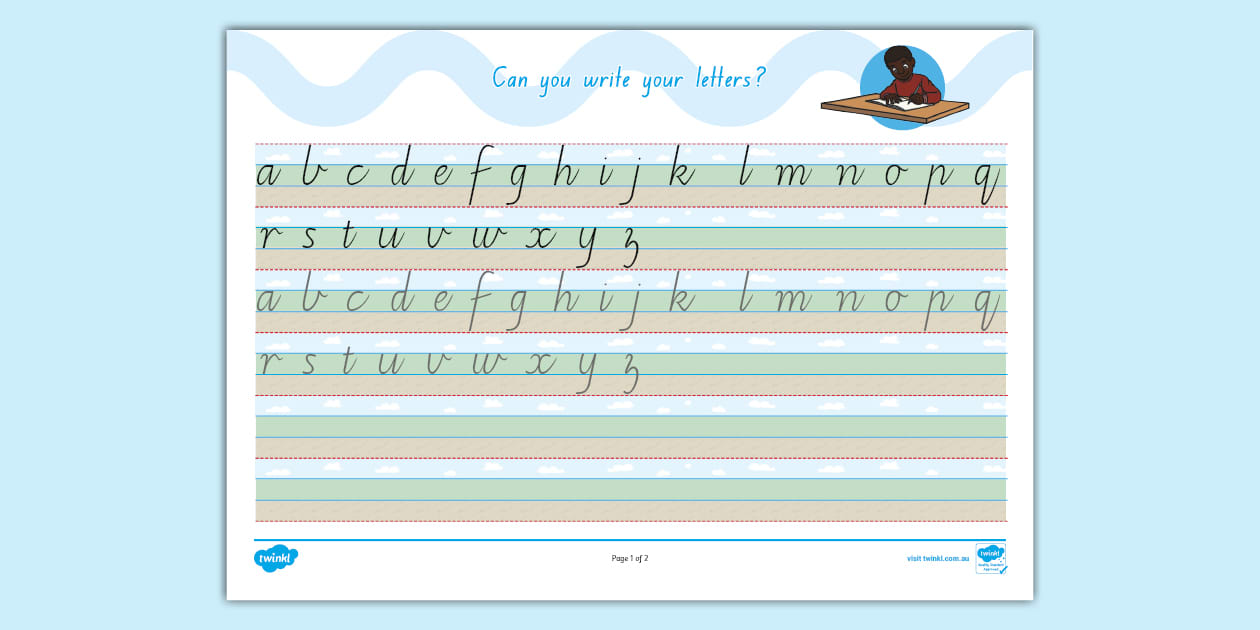 Can You Write Your Letters Worksheet (Ground, Grass and Sky)
