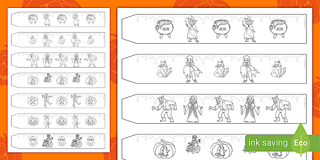 Halloween Paper Chain Colouring, Halloween Decorations