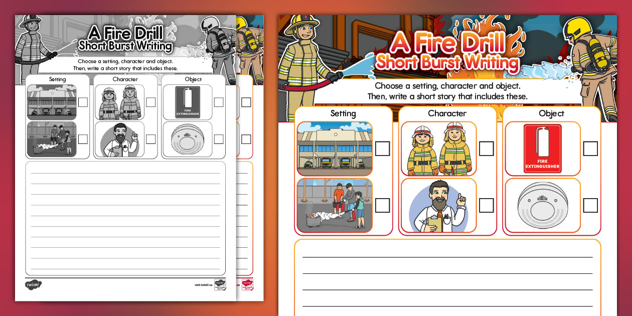 A Fire Drill Short Burst Writing Template (teacher made)