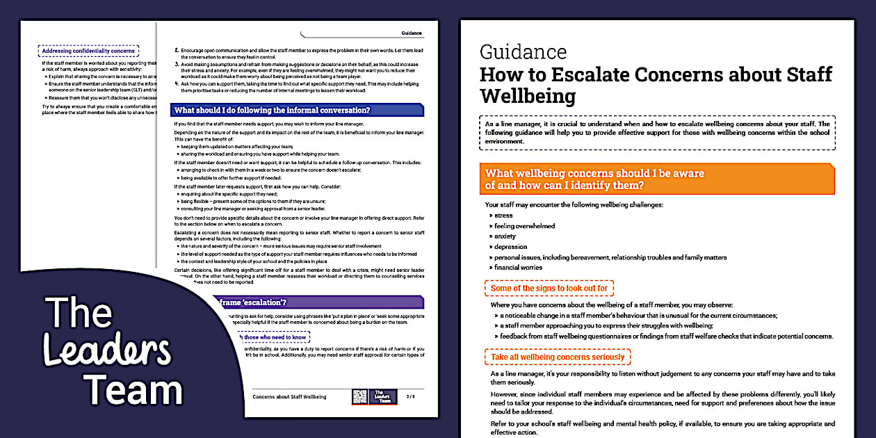 Guidance: How to Escalate Concerns about Staff Wellbeing