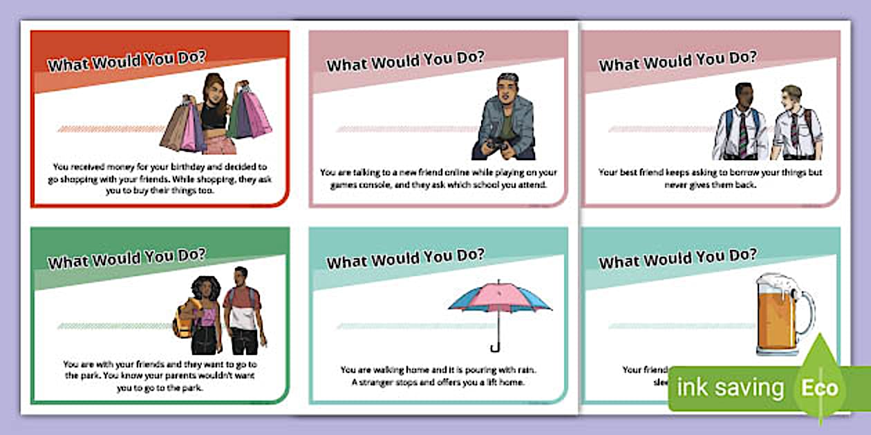 Older Learners Keeping Safe Scenario Cards (teacher made)