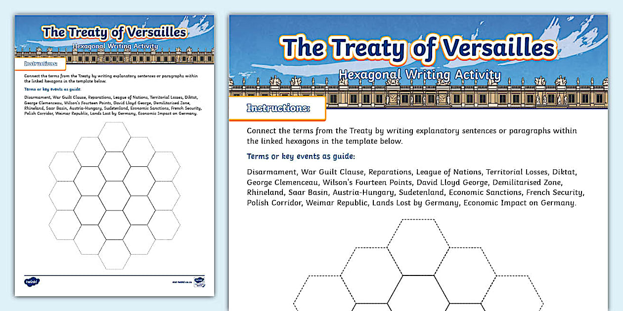 The Treaty of Versailles Hexagonal Writing Activity - Twinkl