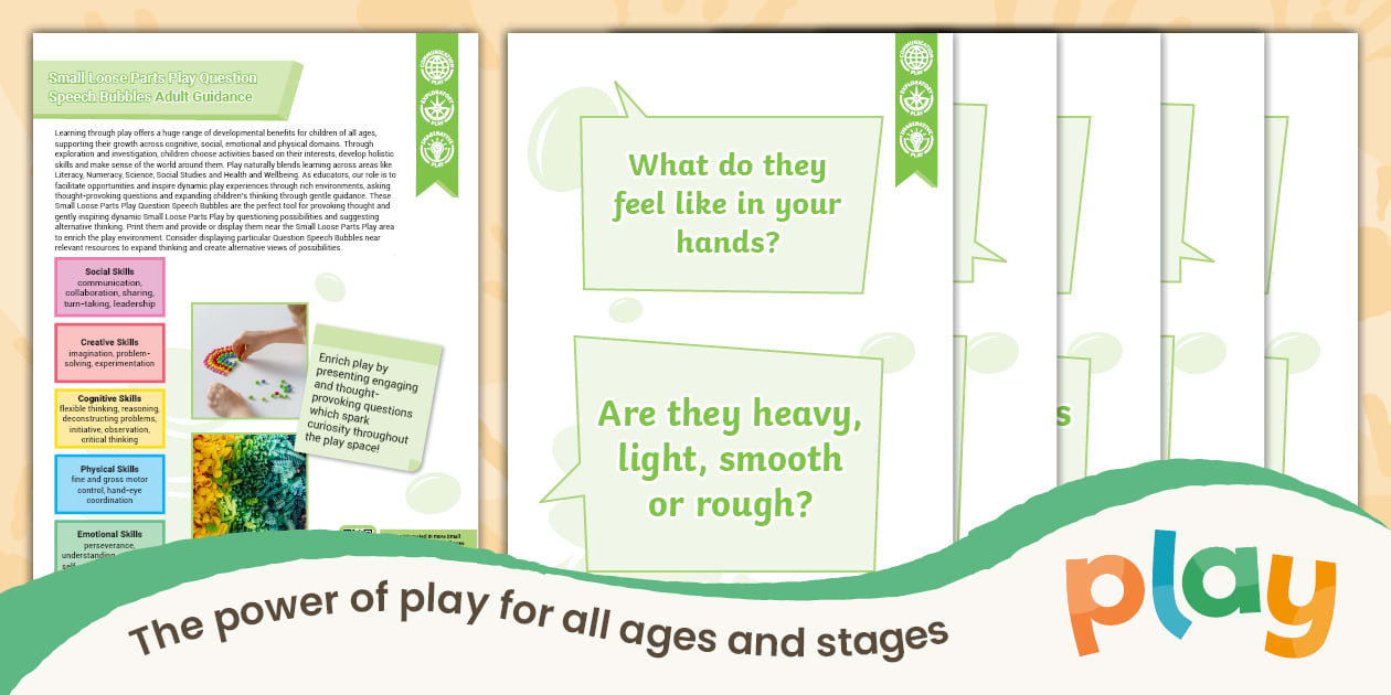 Small Loose Parts Play Question Speech Bubbles - Twinkl