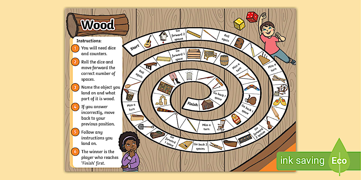 Wood Objects Board Game | F-2 Science | Twinkl - Twinkl