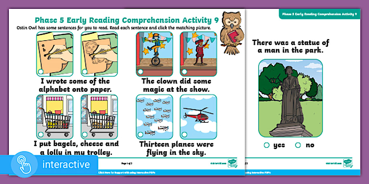 Interactive PDF: Phase 5 Early Reading Comprehension Activity 9