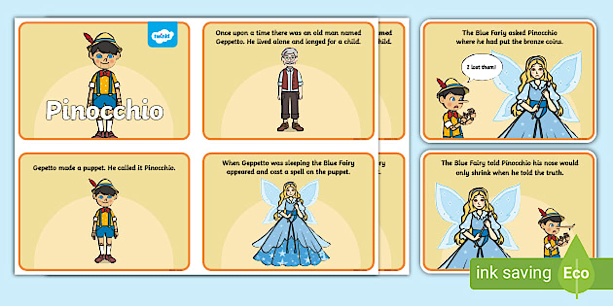 Editable Pinocchio Story Sequencing (4 per A4) - Twinkl