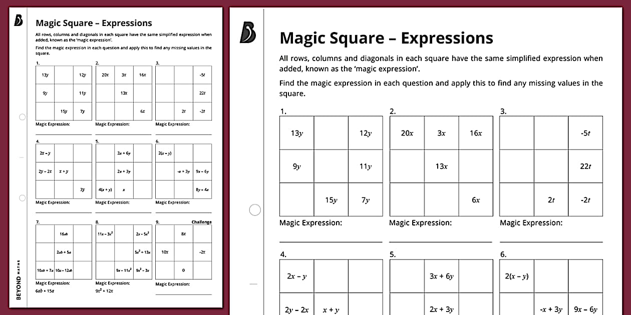 👉 Magic Square - Expressions (teacher made) - Twinkl