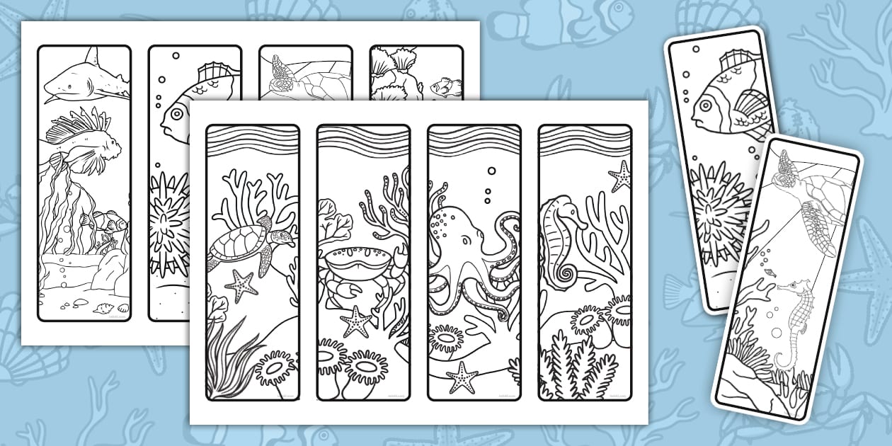 Ocean Animals Colouring Bookmarks