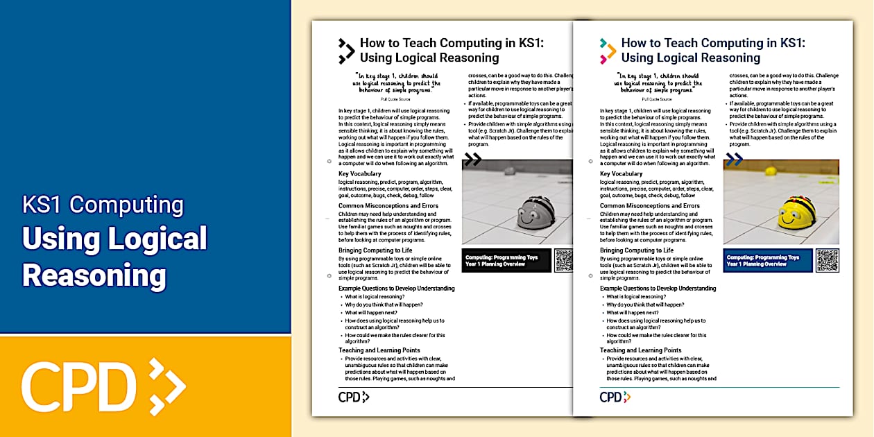 How to Teach Computing in KS1: Using Logical Reasoning