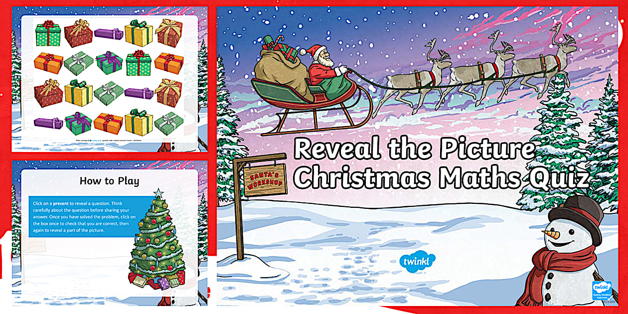 LKS2 Maths Reveal the Picture Advent Quiz PowerPoint