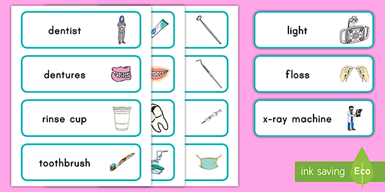 Editable Dentist Dramatic Play Word Cards (teacher made)