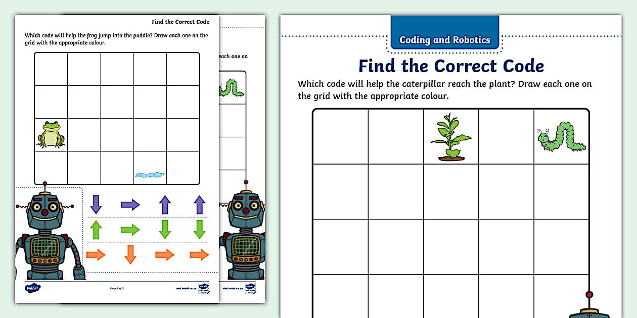 Grade R Robotics and Coding Find the Correct Code - Twinkl Grade R Robotics and Coding Find the Correct Code - Twinkl