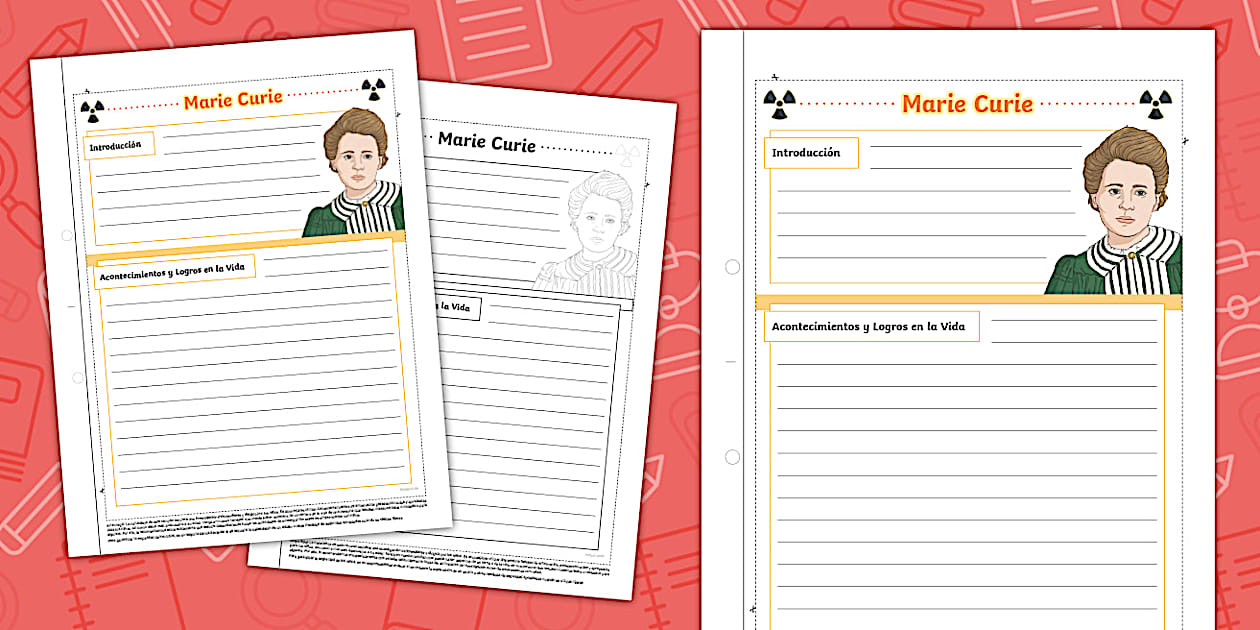 * NEW * Guía de Trabajo: Biografía de Marie Curie - Twinkl