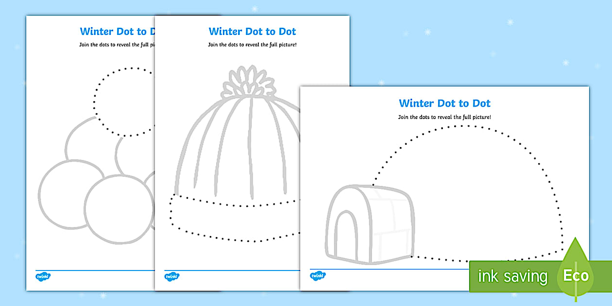 Winter dot to dot | Worksheet pack | Easy to print - Twinkl