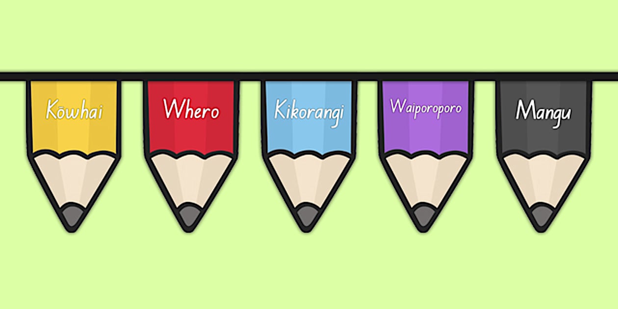 Māori Colours on Pencil Bunting (teacher made) - Twinkl
