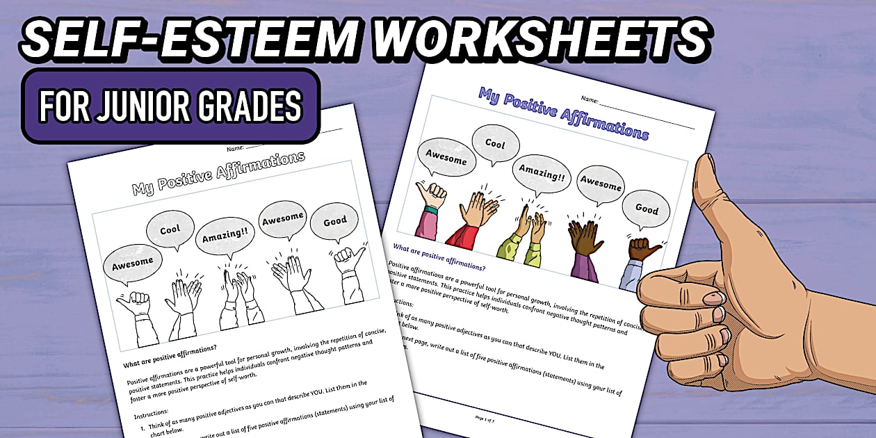 Self-Esteem Worksheets for Junior Grades