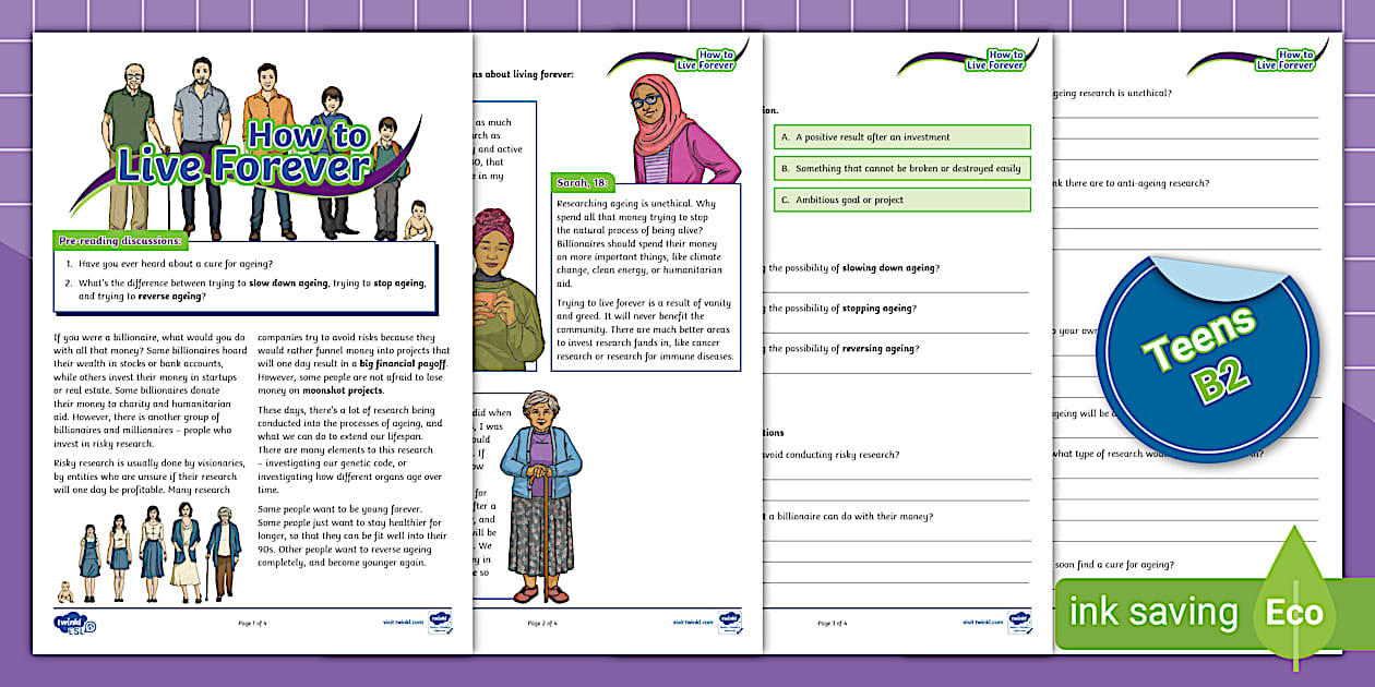 ESL Reading Comprehension: How to Live Forever [Teens, B2]