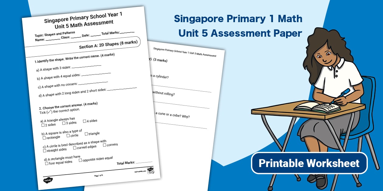 Singapore Primary School Year 1 Unit 5 Math Assessment | Numbers and ...