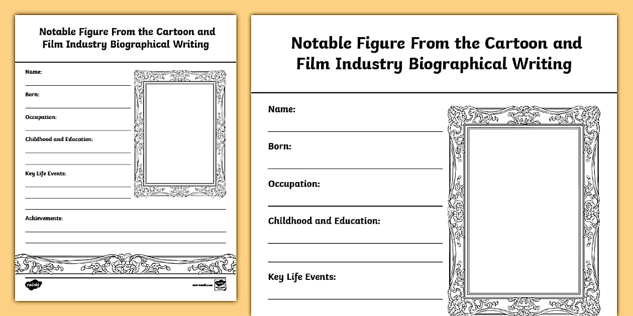 Fourth Grade Notable Figure From the Cartoon and Film Industry Biographical