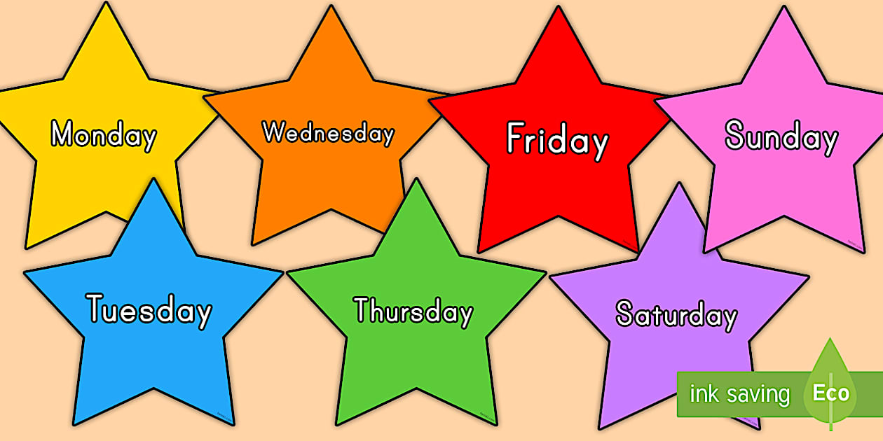 Days of the Week Star Cutouts (teacher made) - Twinkl