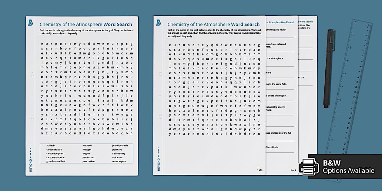 Chemistry of the Atmosphere Word Search (teacher made)