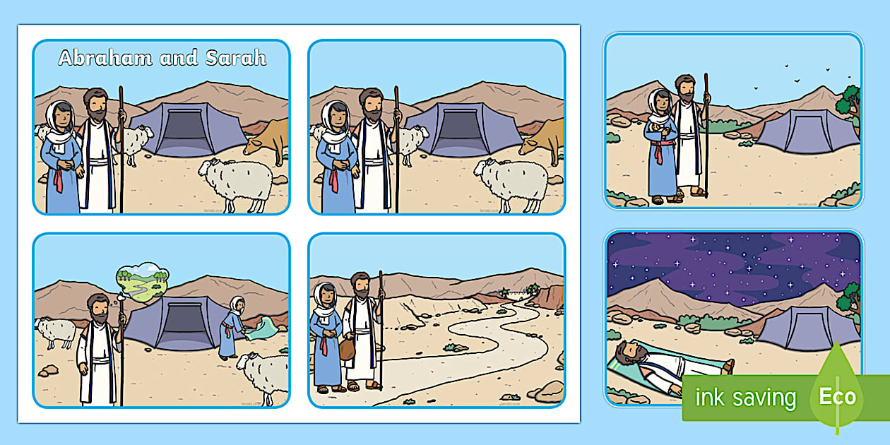 Abraham and Sarah Bible Story Sequencing Cards - Twinkl