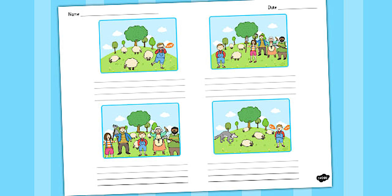 The Boy Who Cried Wolf Storyboard Template - Twinkl