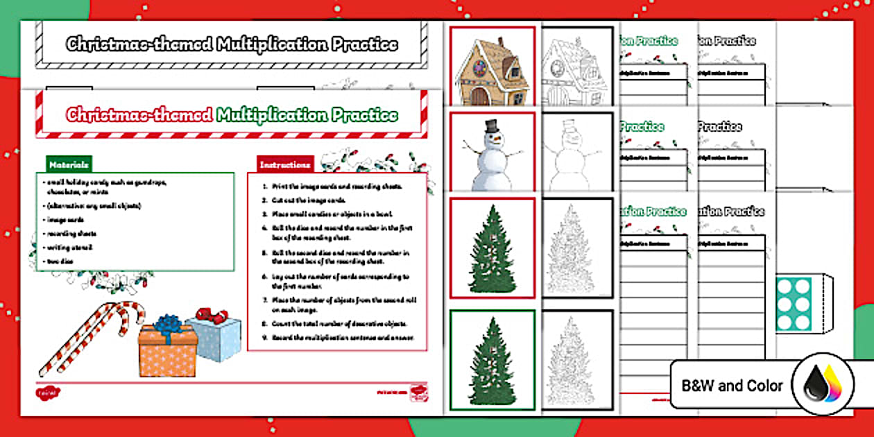 Christmas-themed Hands-on Multiplication Practice