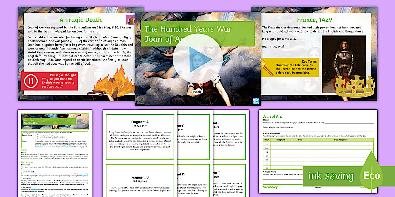 The Hundred Years' War Joan of Arc Lesson Pack - Twinkl