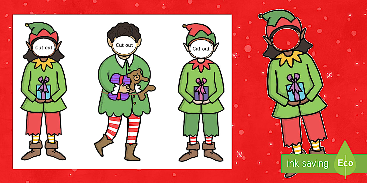 Black and White Elf Yourself Face and Body Template - Twinkl