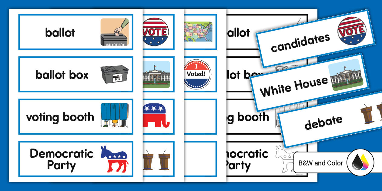Colorful Presidential Election Words Cards | Twinkl USA