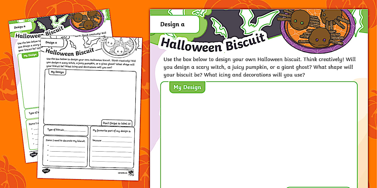 Design a Halloween Biscuit Worksheet (Teacher-Made) - Twinkl