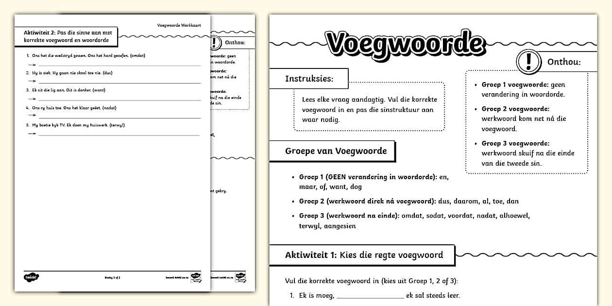 Voegwoorde Aktiwiteit (teacher made) - Twinkl