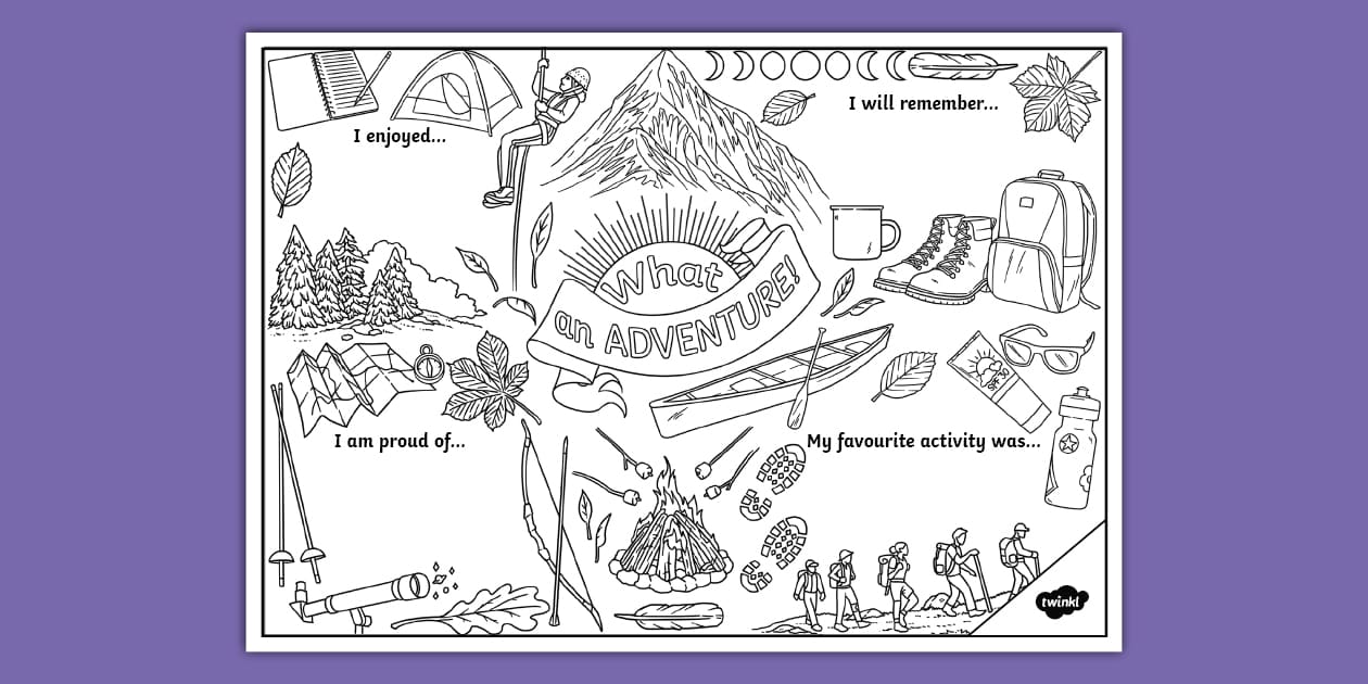 Residential Trip Reflection Doodle Colouring Page - Twinkl