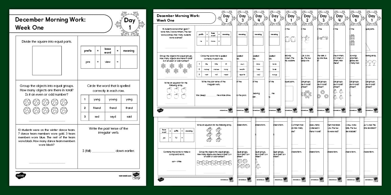 Second Grade December Morning Work Bundle (teacher made)
