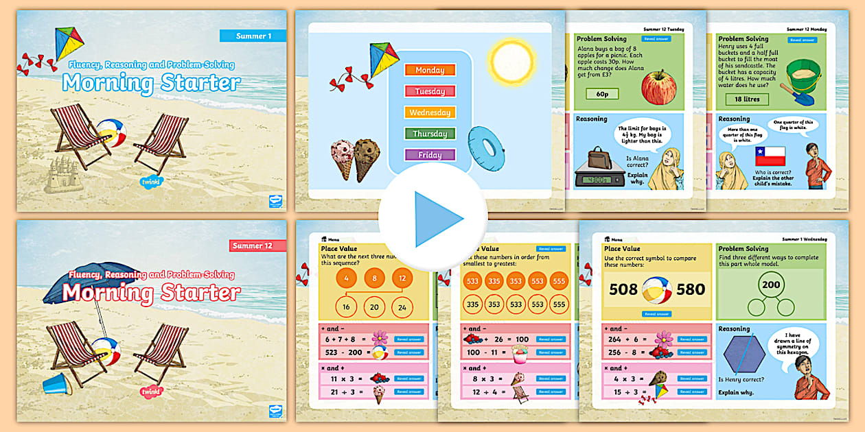 Year 3 Maths Summer Morning Starter Weekly Bumper Pack