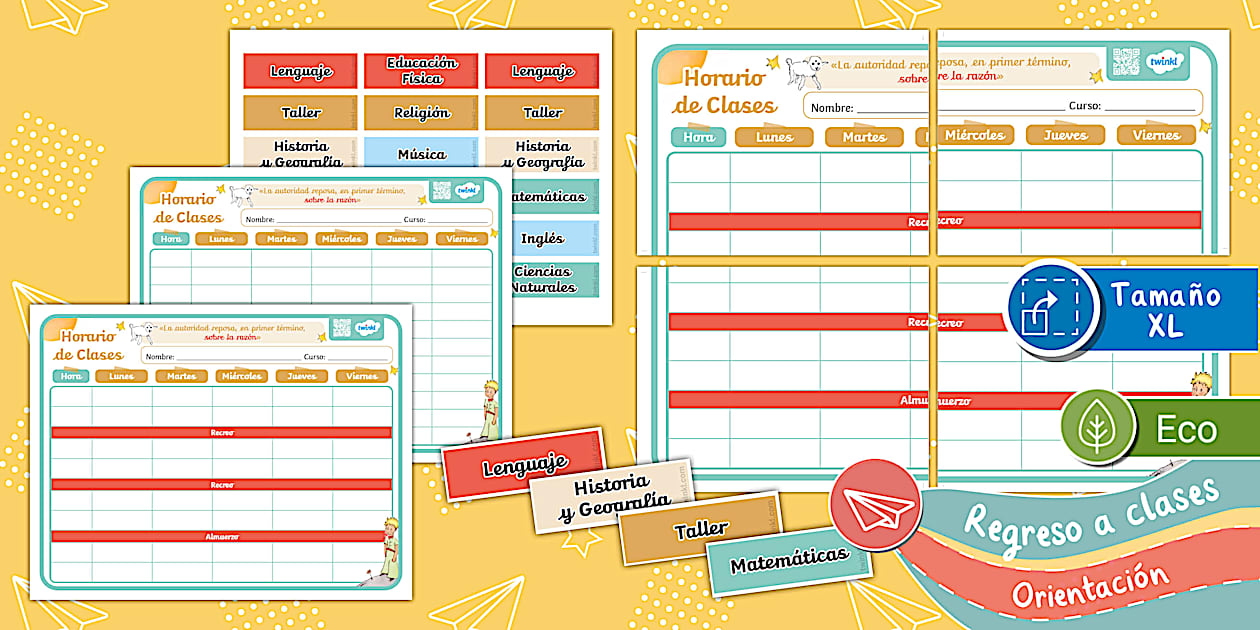 Horario de Clases XL | Decoración | El Principito - Twinkl