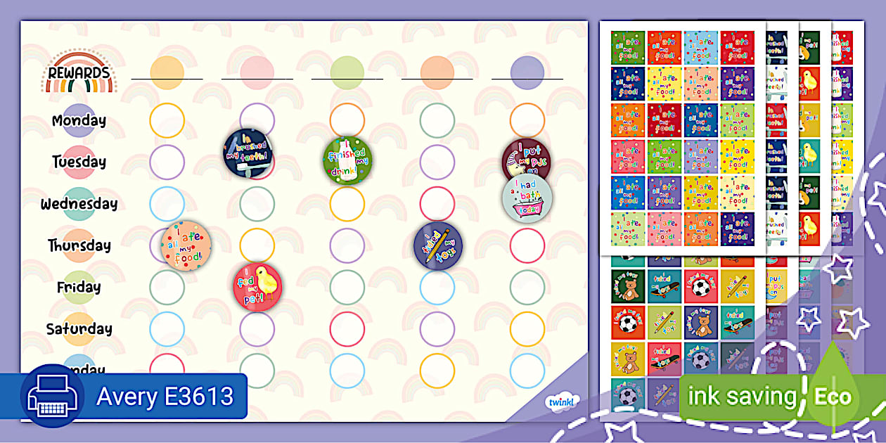 Rainbow Themed Reward Chart and Stickers (Teacher-Made)