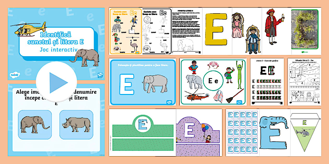 Litera E – Pachet cu resurse pentru preșcolari - Twinkl
