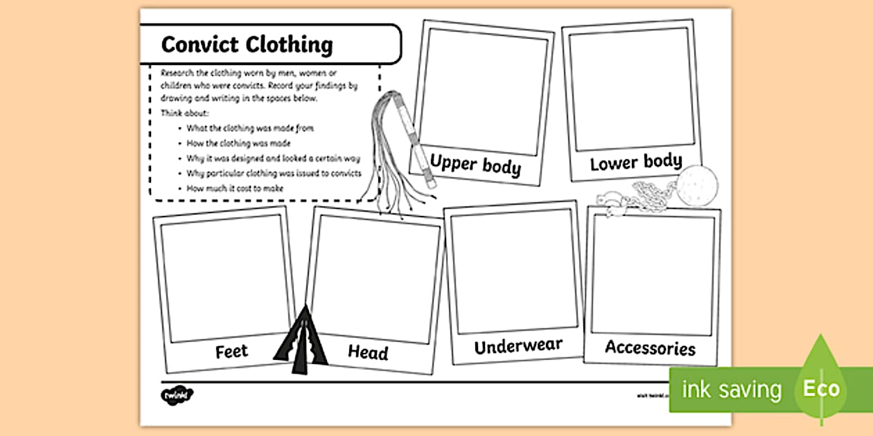 Convict Clothes Research Worksheet (teacher made) - Twinkl